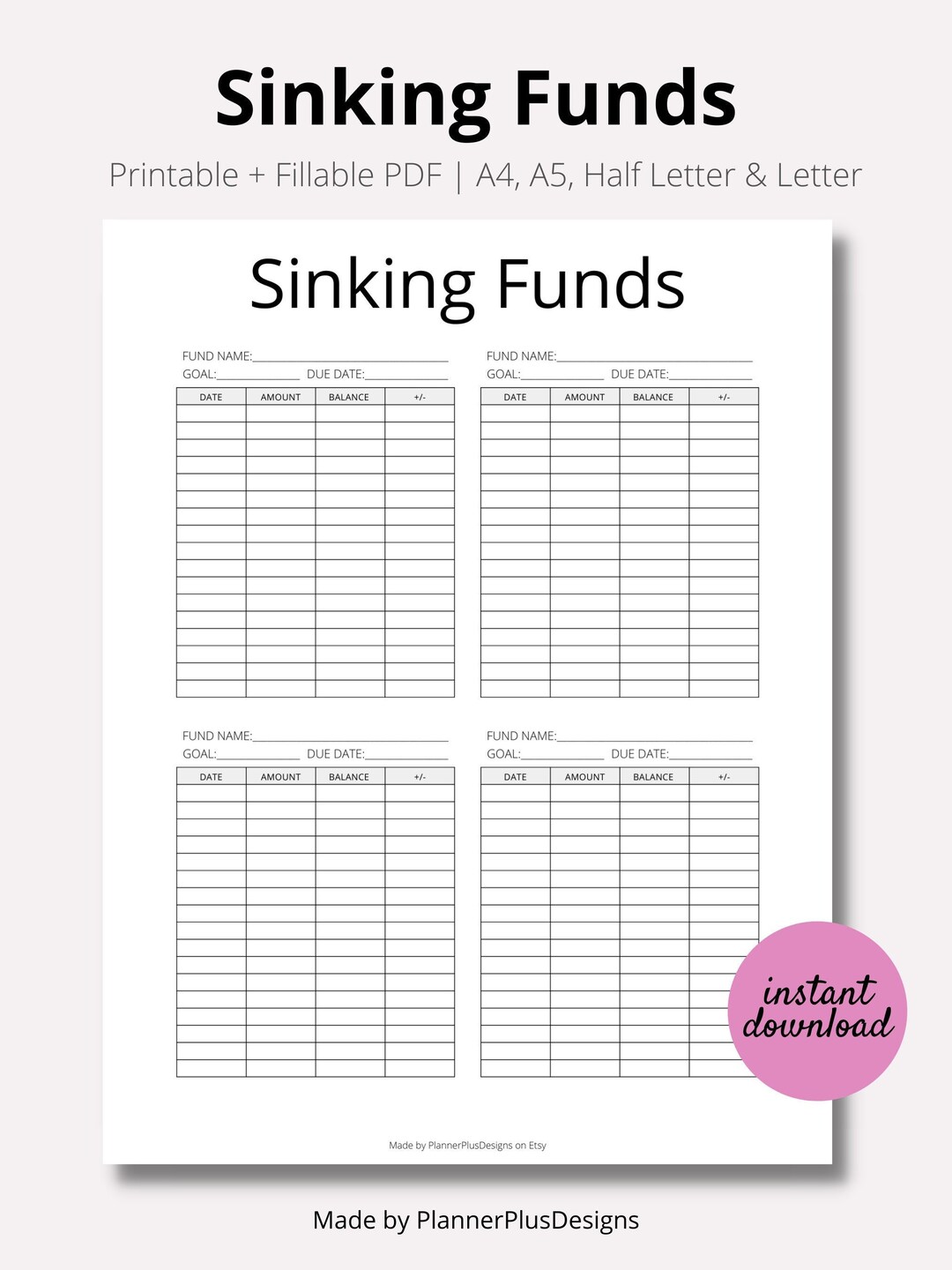 Sinking Funds Tracker, Sinking Funds Printable, Savings Tracker ...