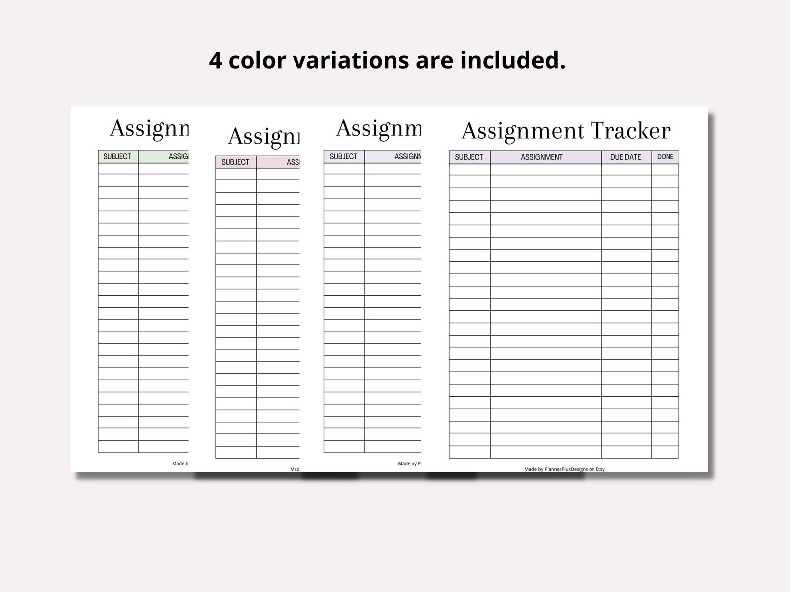 Assignment Tracker, Assignment Printable List, Homework Checklist ...