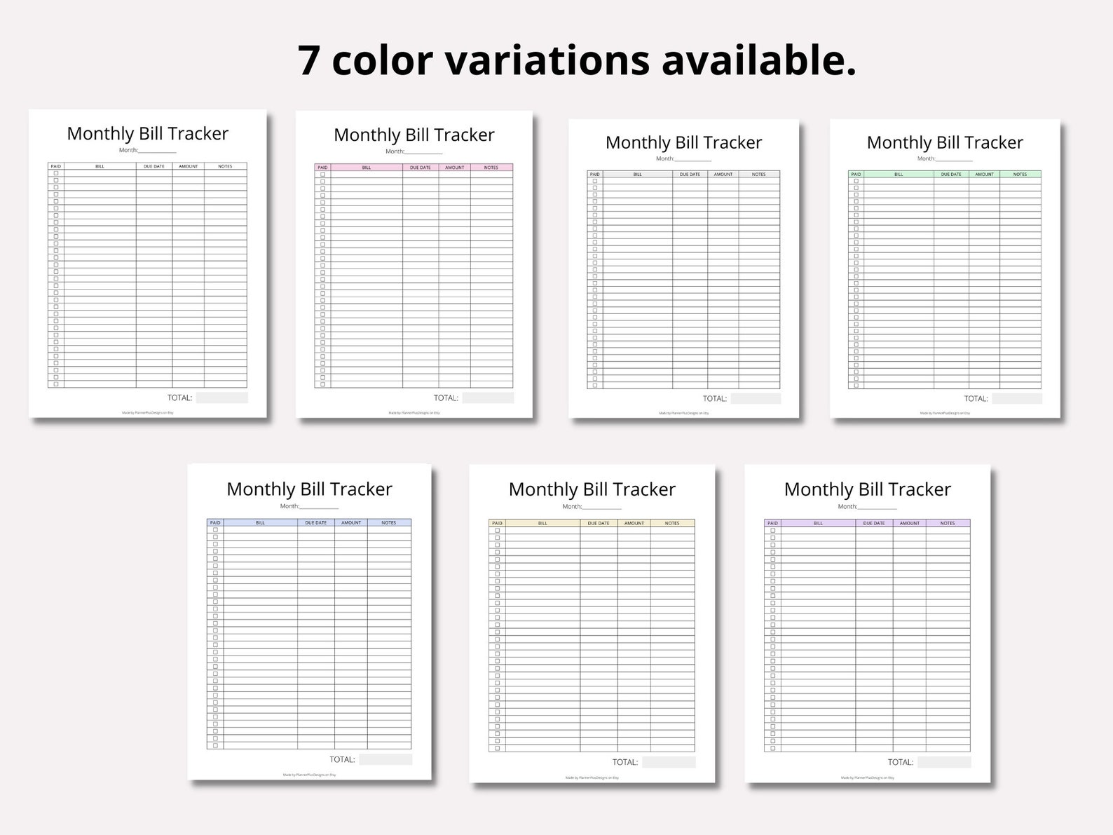 Monthly Bill Payment Tracker Printable, Bill Log Planner, Bill Payment ...