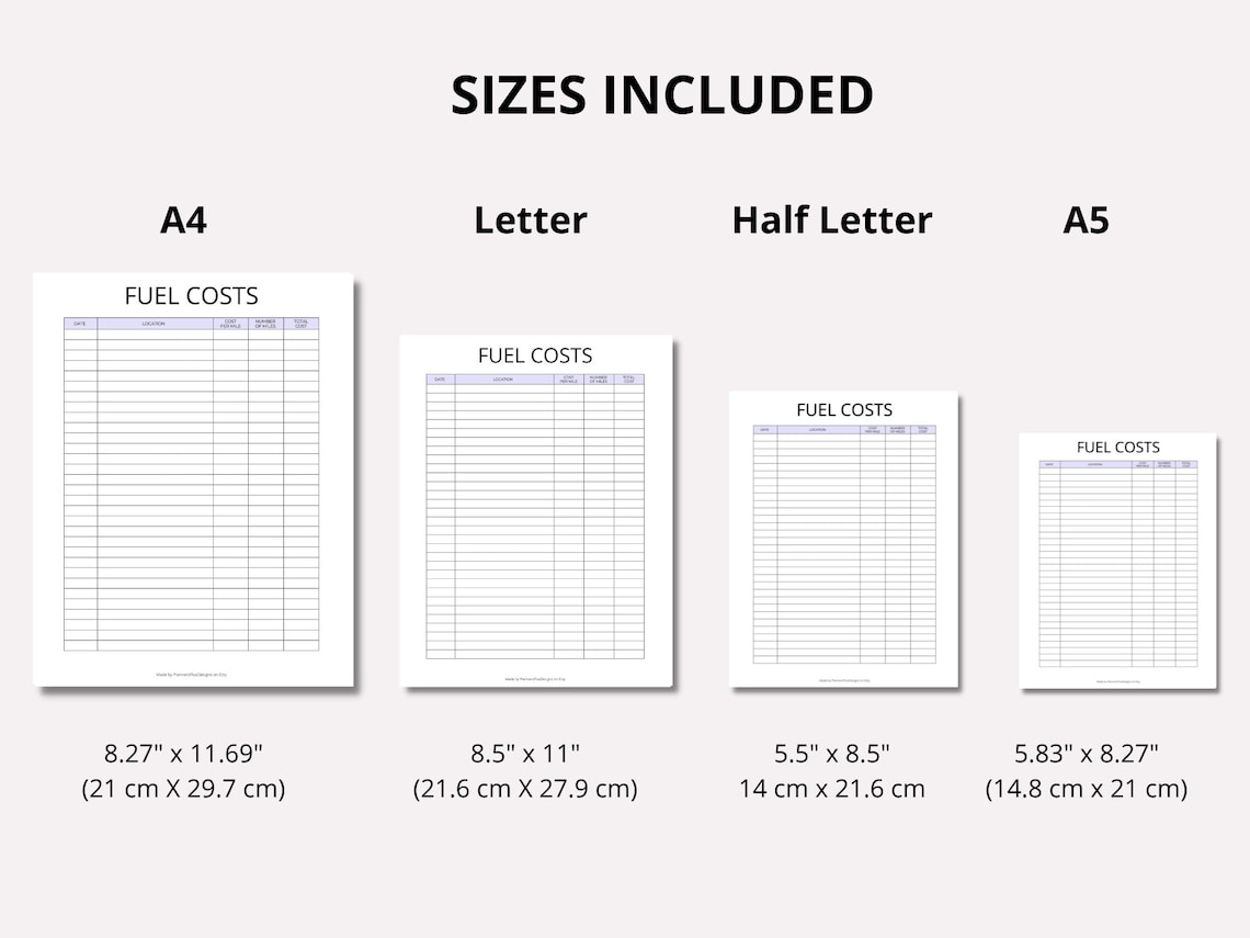 Fuel Cost Tracker Printable, Fuel Expense Tracker, Car Fuel Tracker ...
