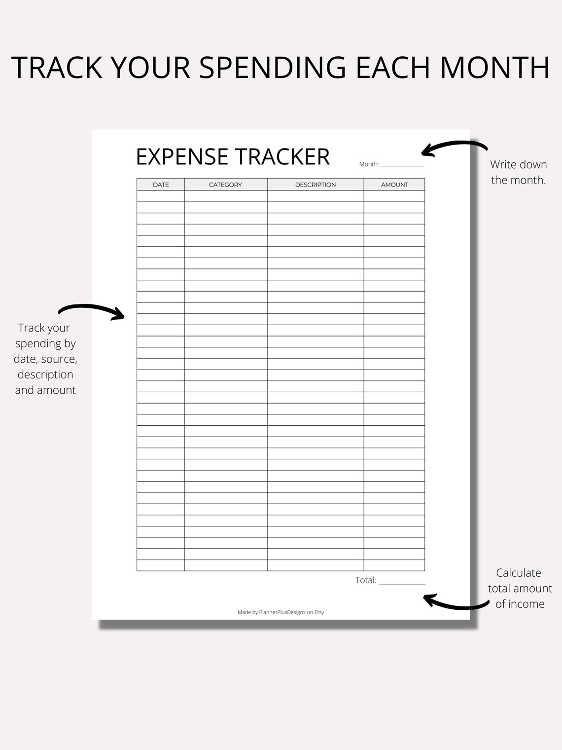 Expense Tracker Printable, Expense Log, Monthly Expense Tracker ...