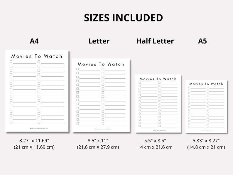 Movies to Watch Tracker, Printable Movies Tracker, Movies to Watch ...