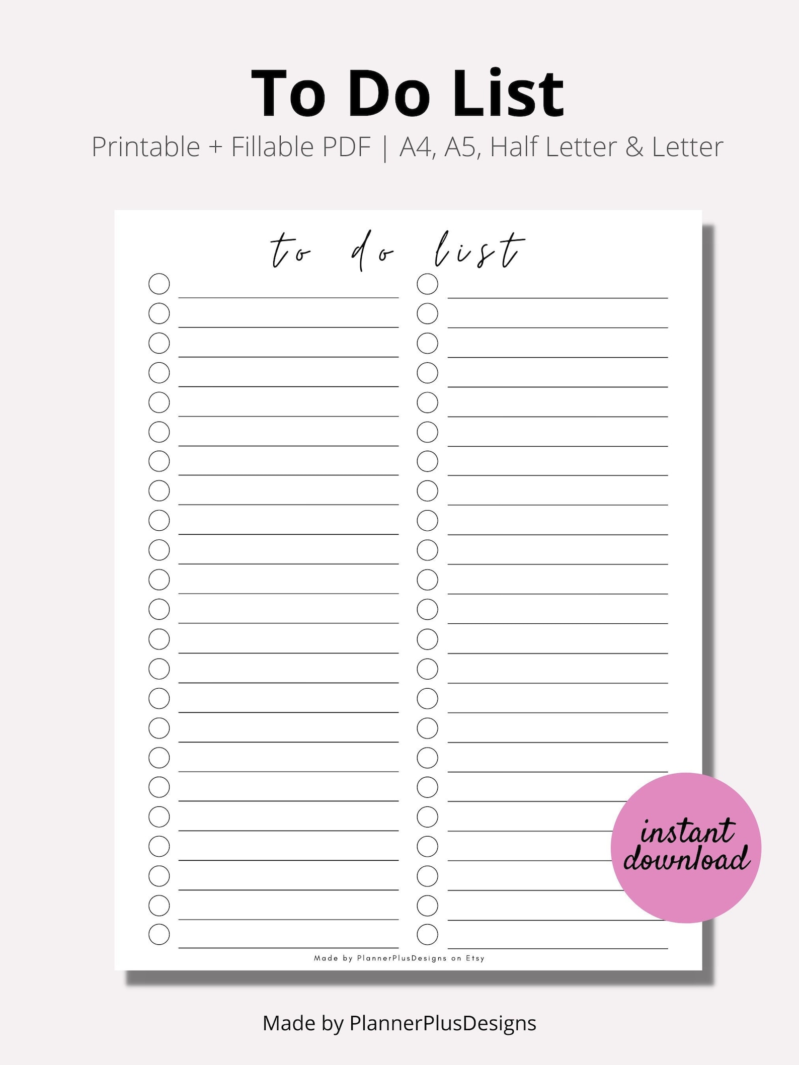 Simple to Do List, Minimal to Do List Printable, Daily to Do List ...