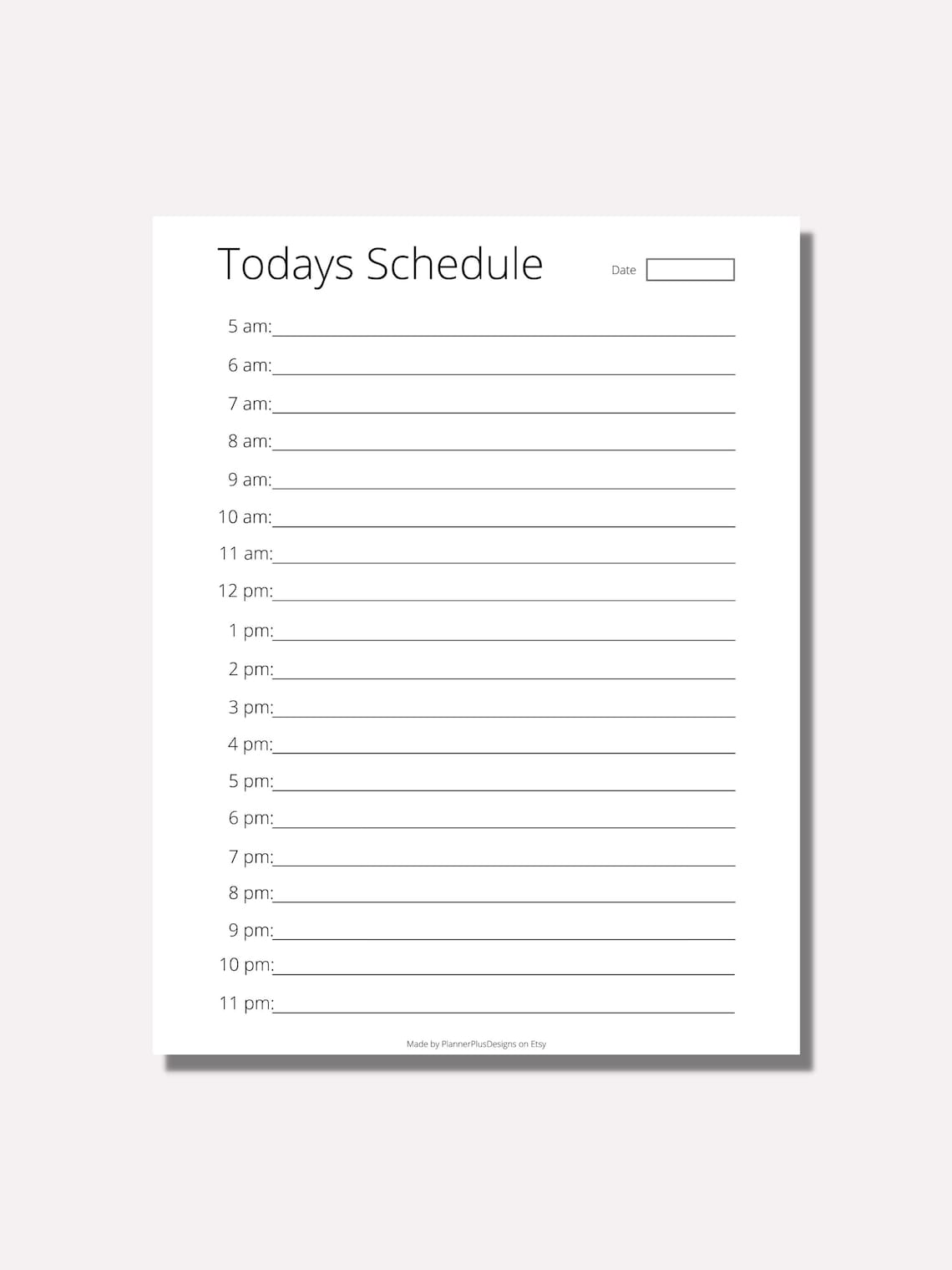Minimal Daily Schedule Printable, Day, Productivity Planner, Daily ...