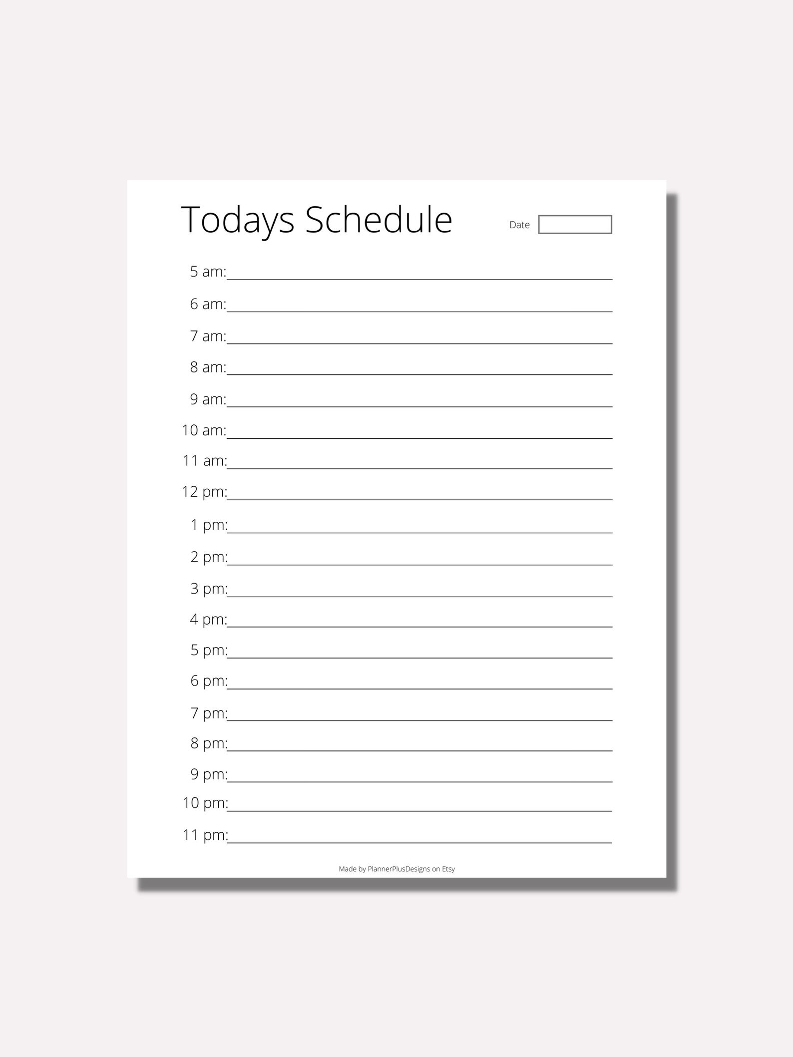Minimal Daily Schedule Printable, Day, Productivity Planner, Daily ...