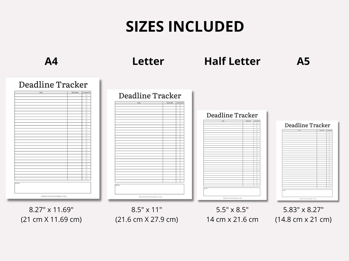 Deadline Tracker Printable, Task Deadline Planner, School Deadline ...