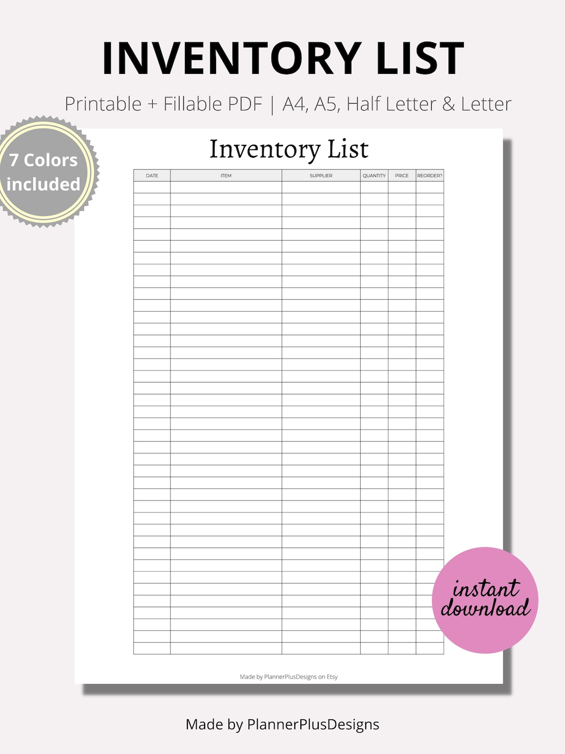 Inventory Tracker, Inventory List Printable, Business Inventory ...