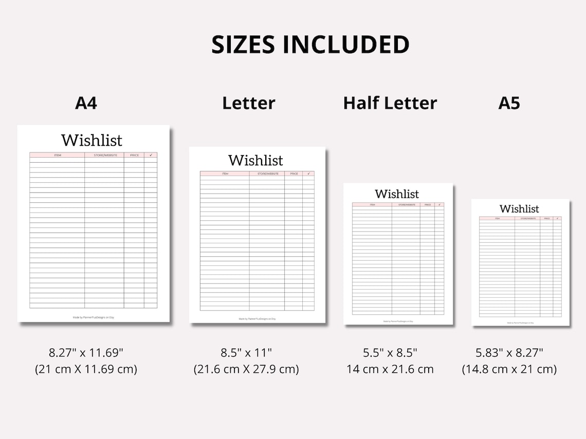 Wishlist Printable, Wishlist Printable Tracker Template, Shopping Wish ...