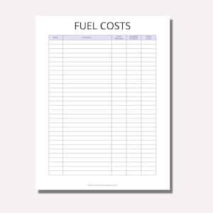Fuel Cost Tracker Printable, Fuel Expense Tracker, Car Fuel Tracker ...