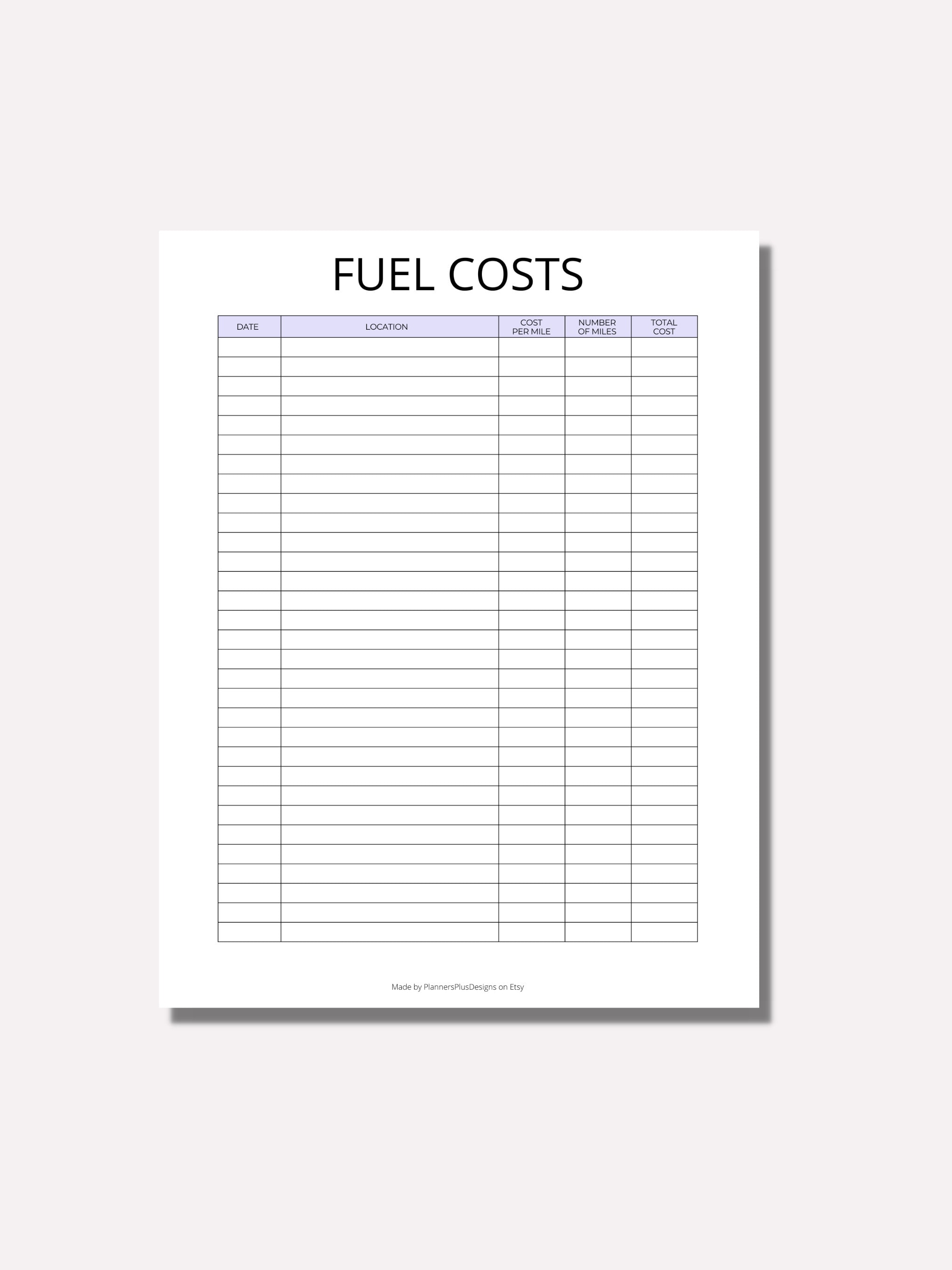 Fuel Cost Tracker Printable, Fuel Expense Tracker, Car Fuel Tracker ...