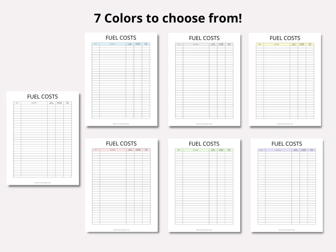 Fuel Cost Tracker Printable, Fuel Expense Tracker, Car Fuel Tracker ...