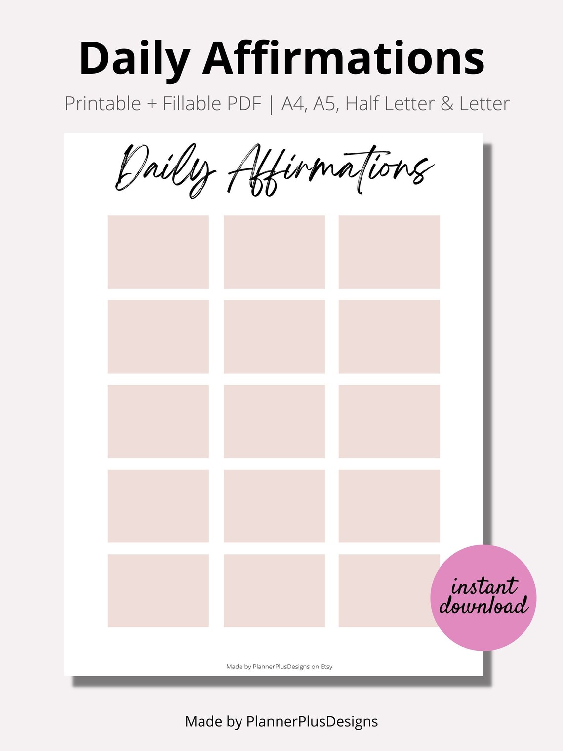 Daily Intentions Printable, Daily Affirmations, Printable Goal List ...