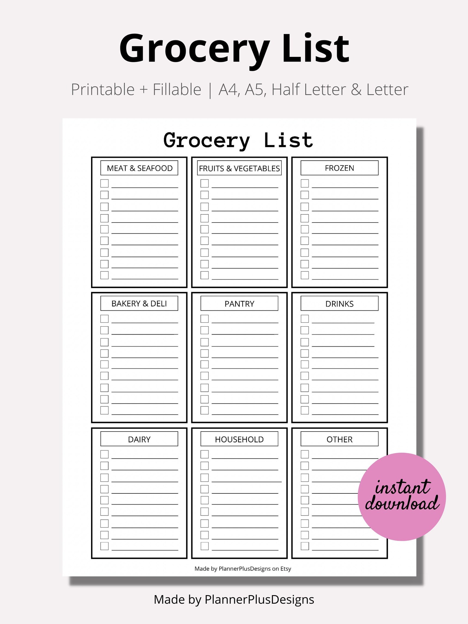 Grocery List, Category Grocery List Printable, Food Shopping List ...
