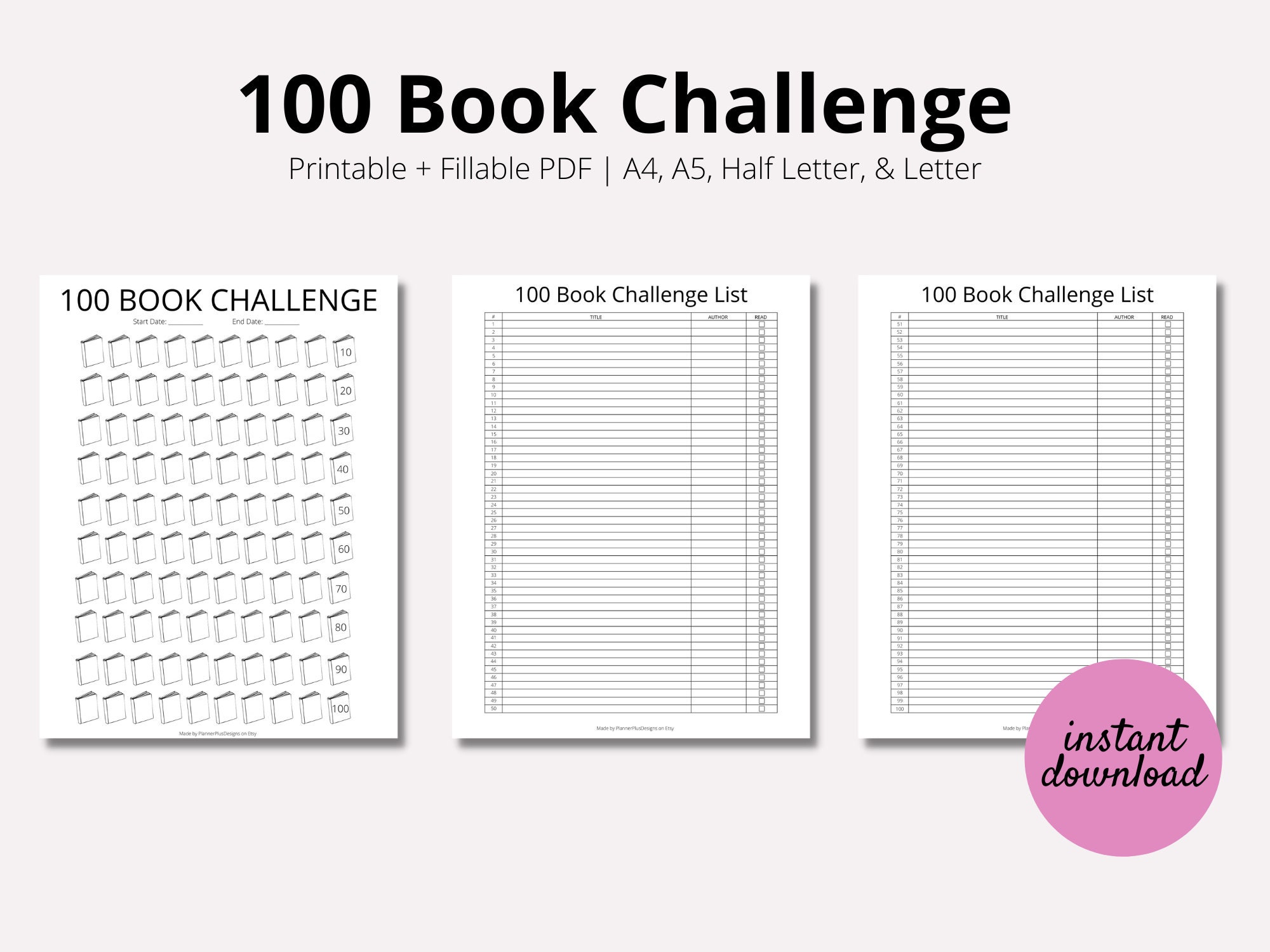 100 Book Challenge Reading Tracker Reading Challenge 100 Book