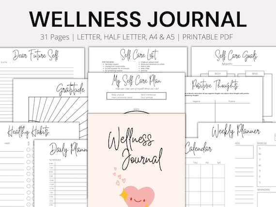 Self Care Journal Printable Wellness Journal Log Self Care | Etsy