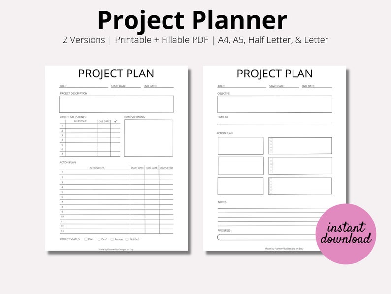 Project Planner Printable, Task Planner, Productivity Planner, Task ...