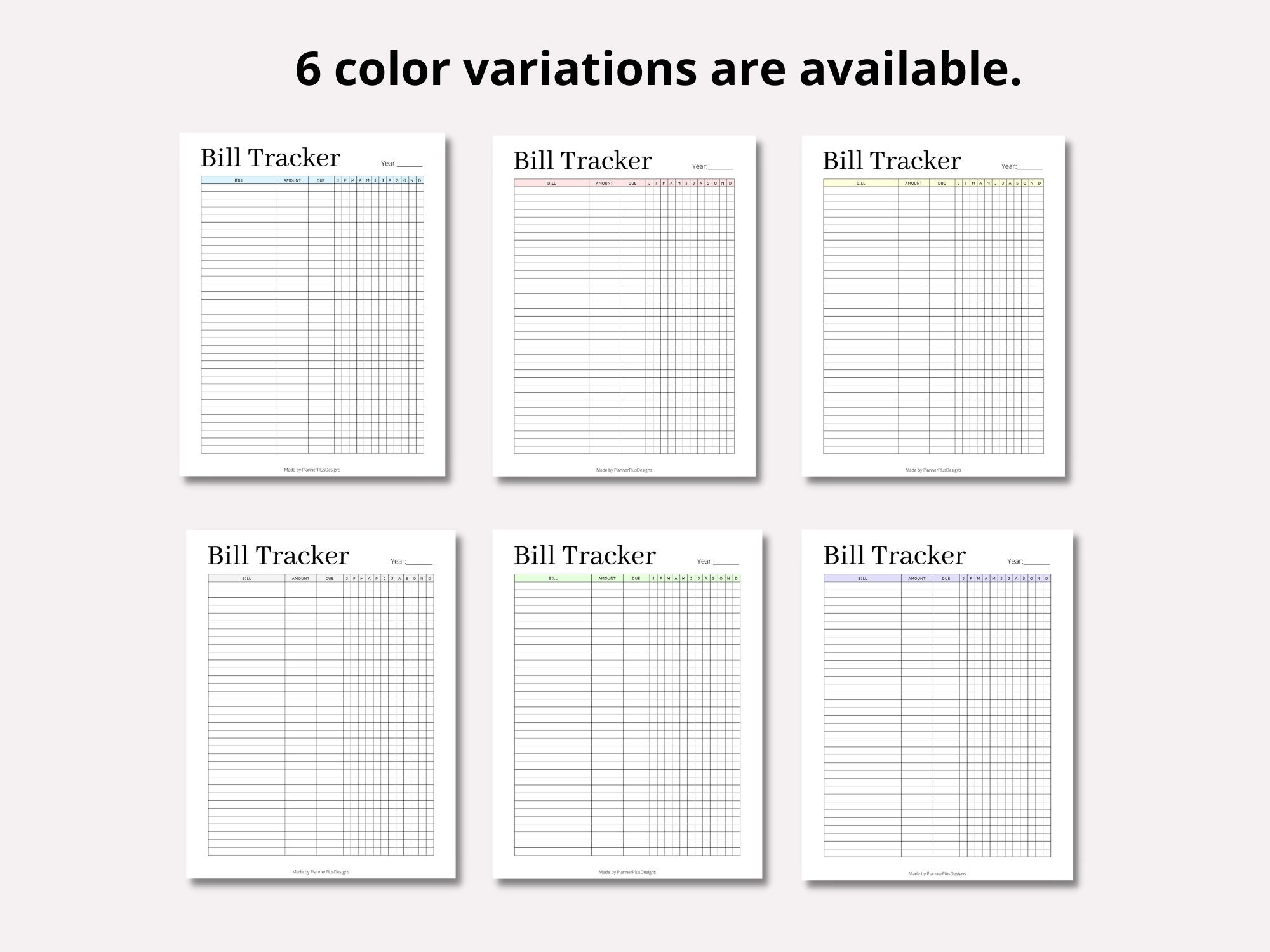 Yearly Bill Payment Tracker Printable, Bill Log Planner, Bill Payment ...