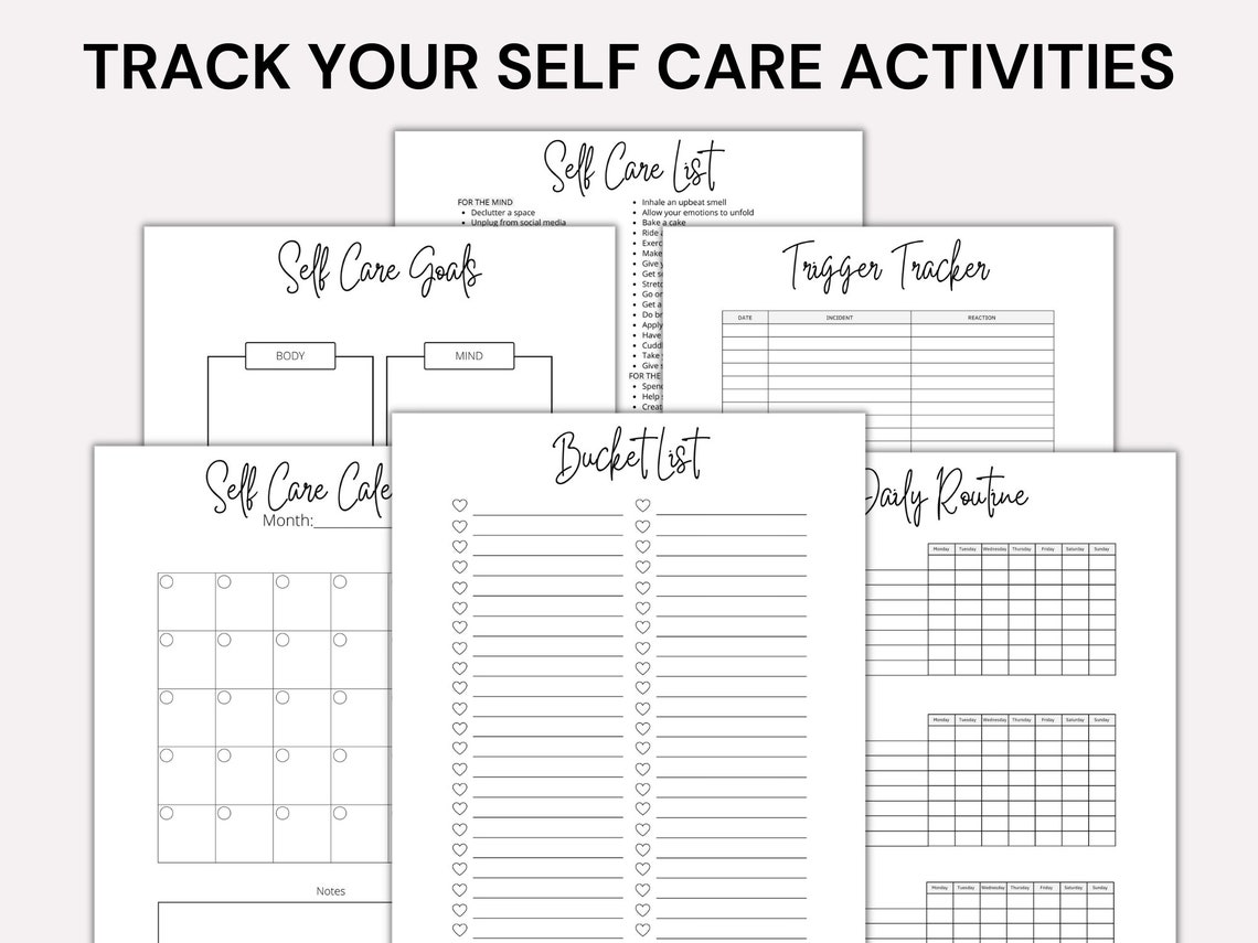 Self Care Journal Printable, Wellness Journal Log, Self Care Planner ...