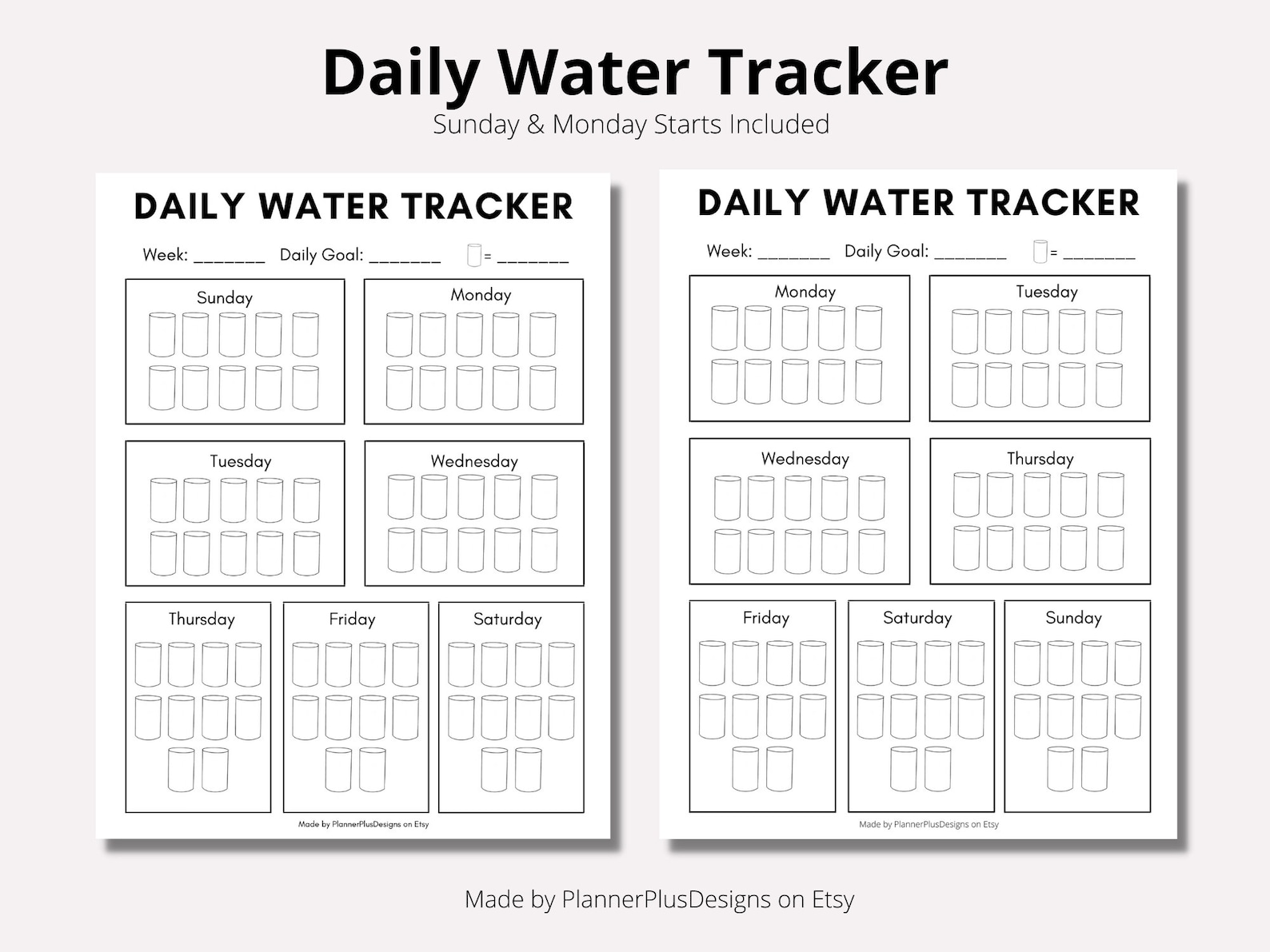 Weekly Water Intake Tracker, Water Log, Daily, Water Tracker Printable ...
