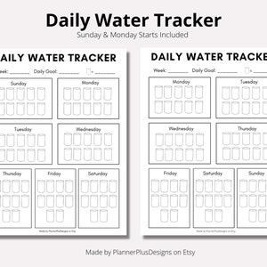 Weekly Water Intake Tracker, Water Log, Daily, Water Tracker Printable ...