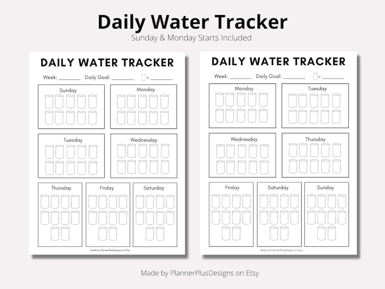 Weekly Water Intake Tracker, Water Log, Daily, Water Tracker Printable ...