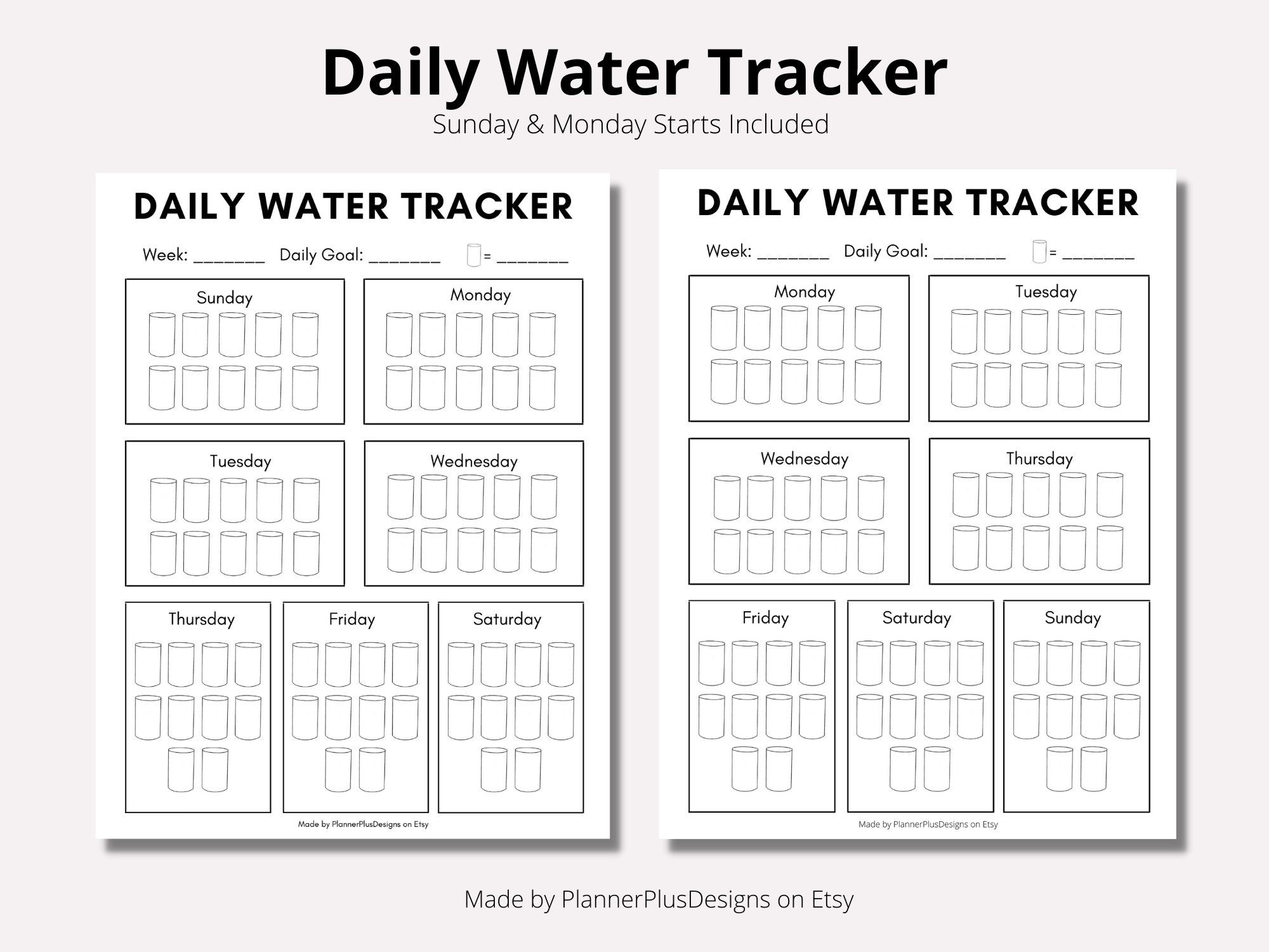 Weekly Water Intake Tracker, Water Log, Daily, Water Tracker Printable ...