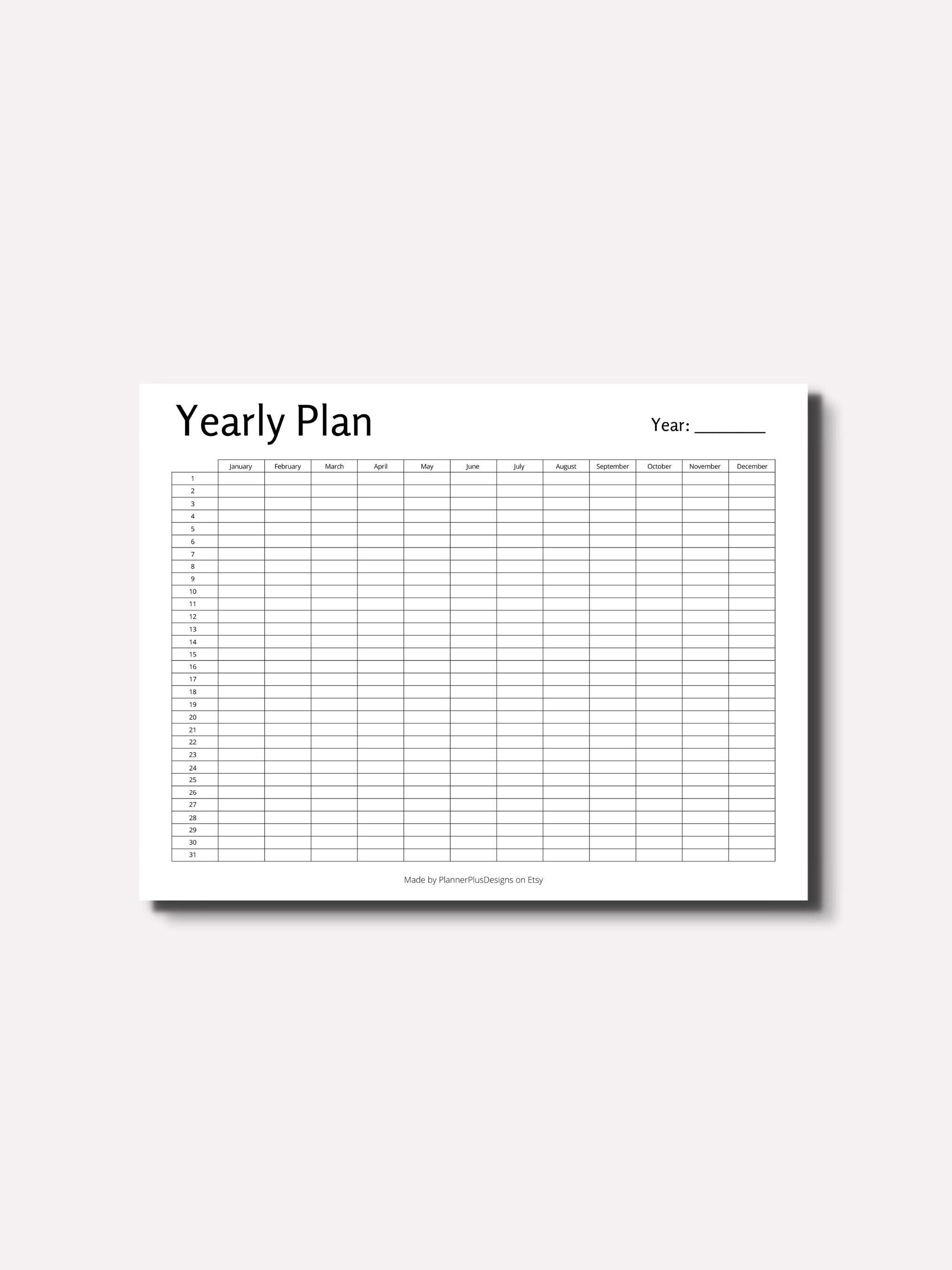 Yearly Planner Schedule, Weekly Daily to Do List Planner, Year at a ...