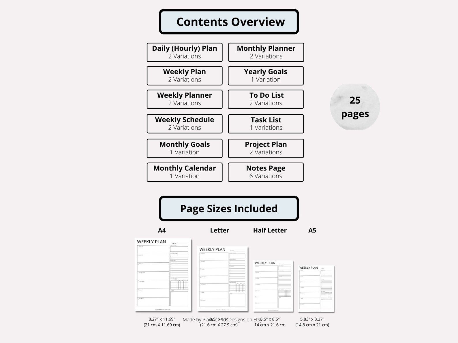 Daily Productivity Planner Printable, Daily Weekly Monthly Planner ...