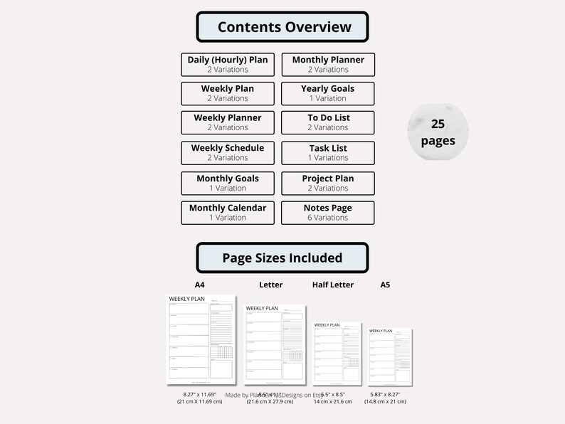 Daily Productivity Planner Printable, Daily Weekly Monthly Planner ...