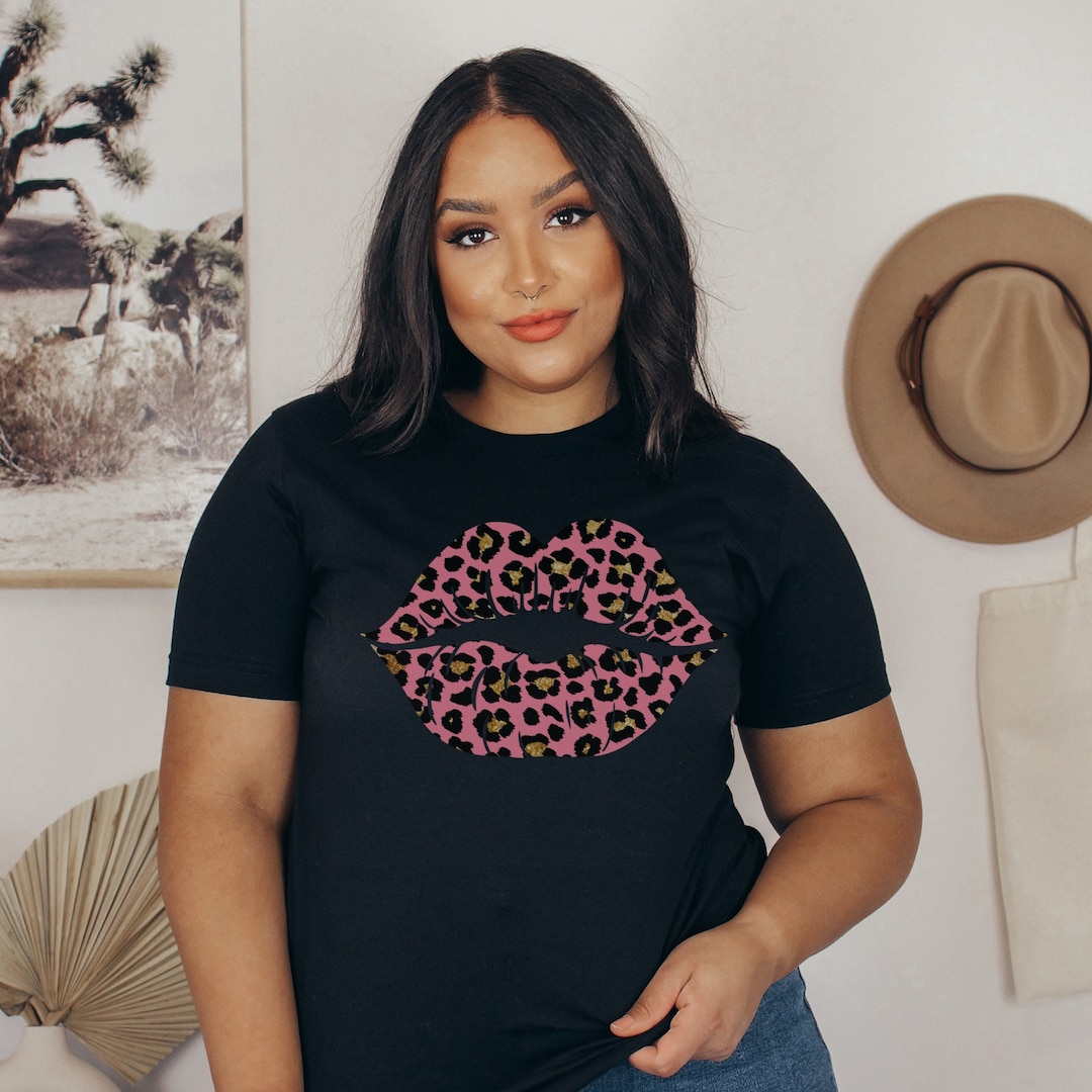 Leopard Print Lips Shirt Leopard Lips Tee Leopard Print Lip T-shirt ...