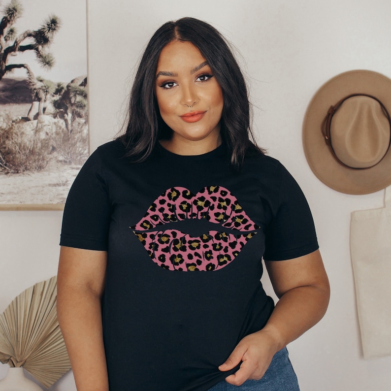 Leopard Print Lips Shirt Leopard Lips Tee Leopard Print Lip T-shirt ...