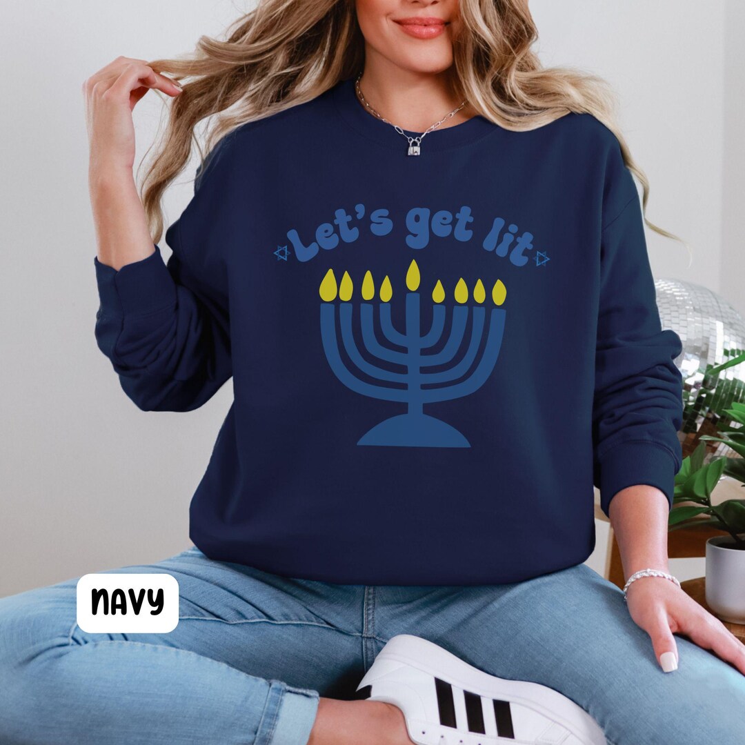Lets Get Lit Jewish Sweatshirt, Hanukah Sweatshirt, Hanukkah Sweater ...