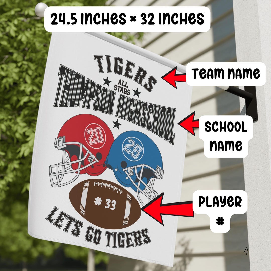Garden School Football Flag, Personalized Garden Flag, Sports Mom ...