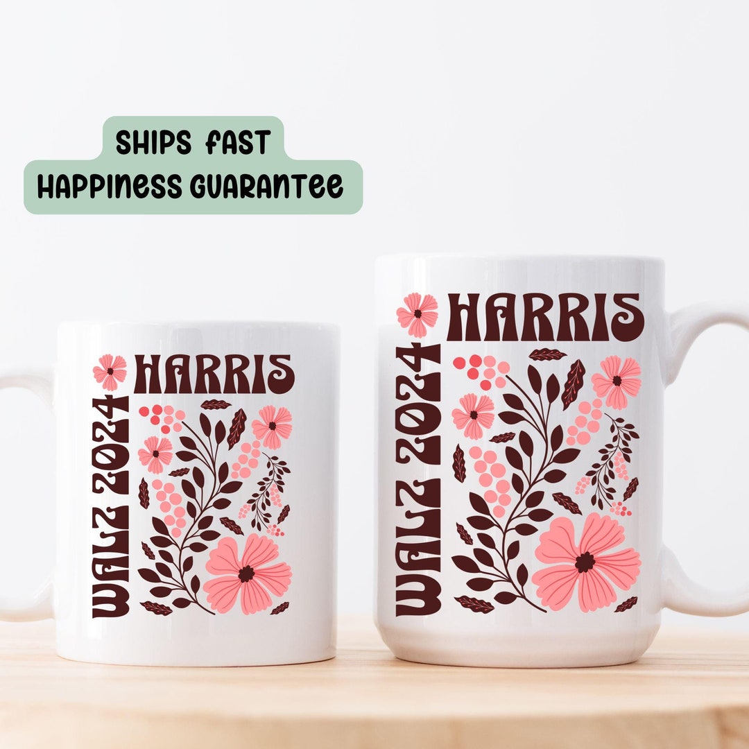 Harris Walz Floral Coffee Mugs, Floral Gift Mugs, Flowers Coffee Mug ...