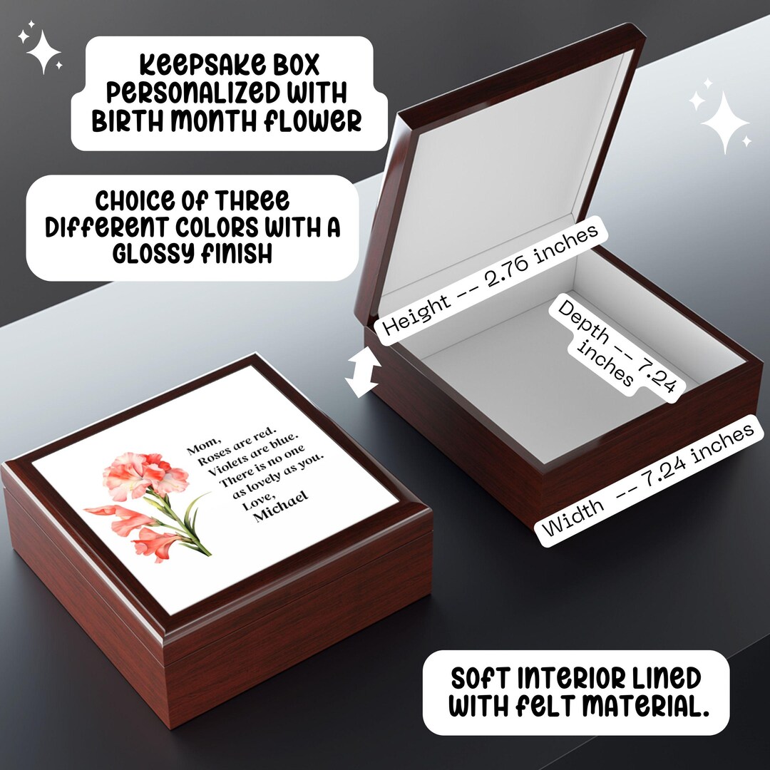 Personalized Wooden Keepsake Box, Mothers Day Gift, Personalized ...