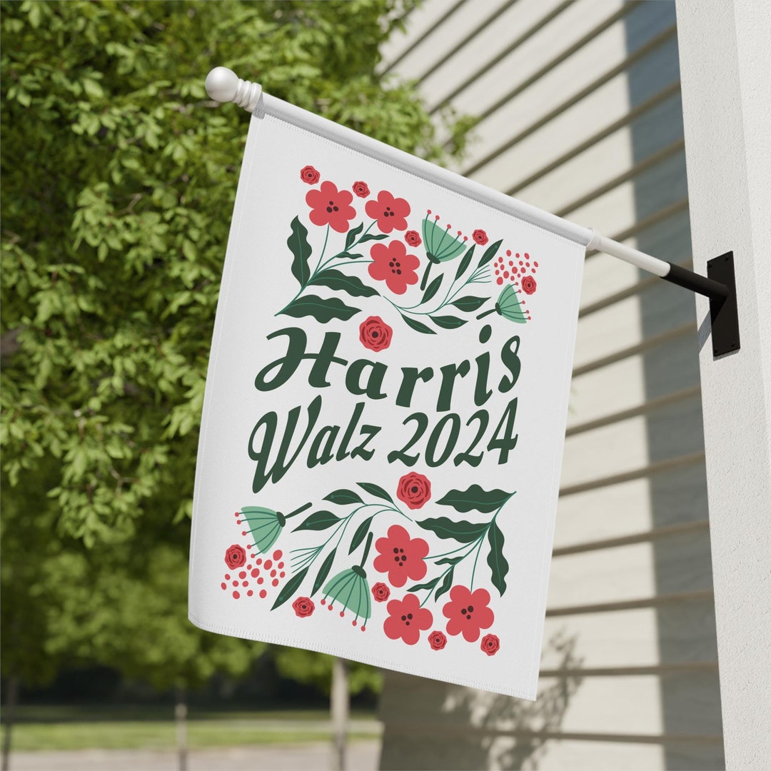 Harris Walz 2024 Banner, Harris Hose Flag, Floral Kamala for President ...