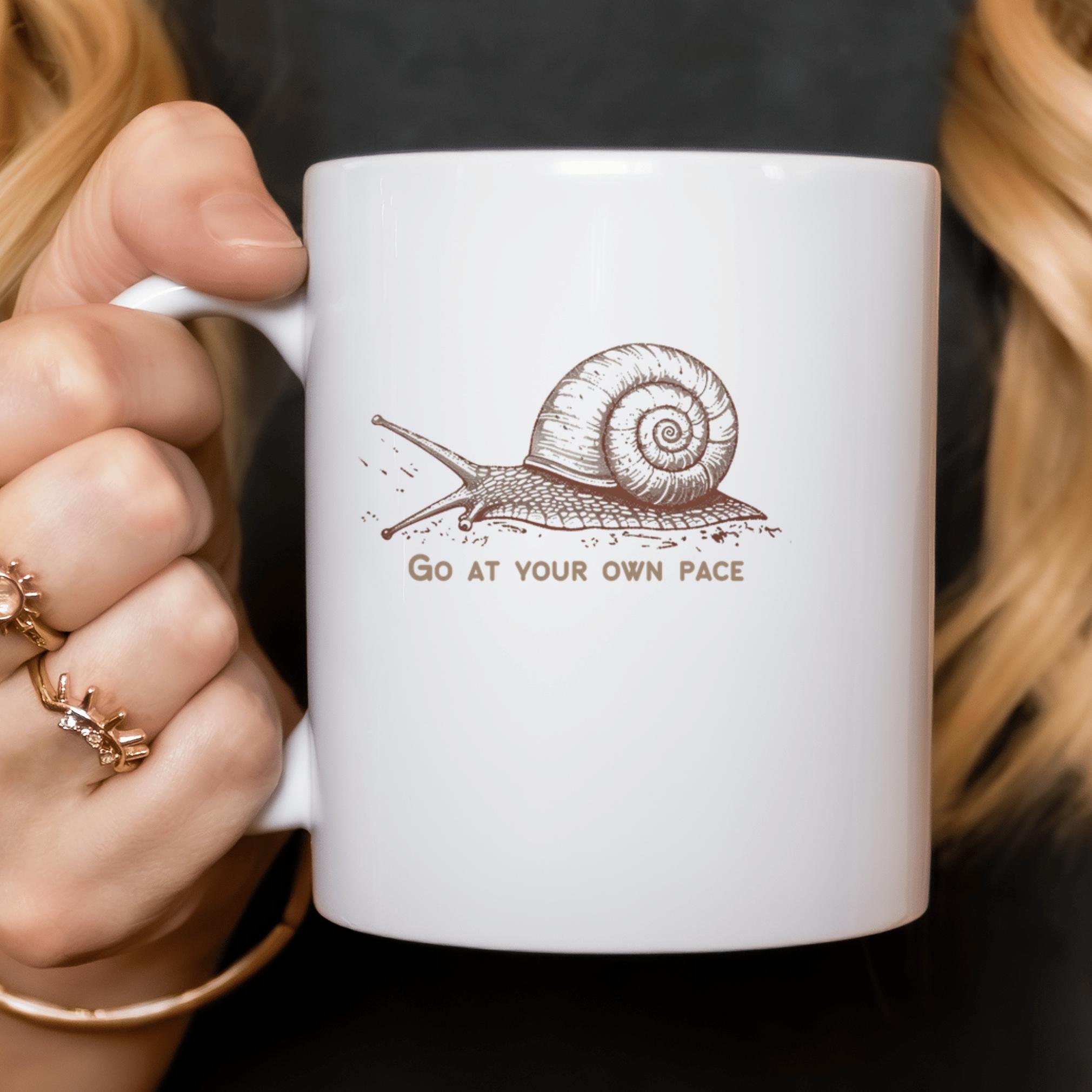 Go at Your Own Pace Mug, Garden Snail Mug, Snail Art Mug, Gift for ...
