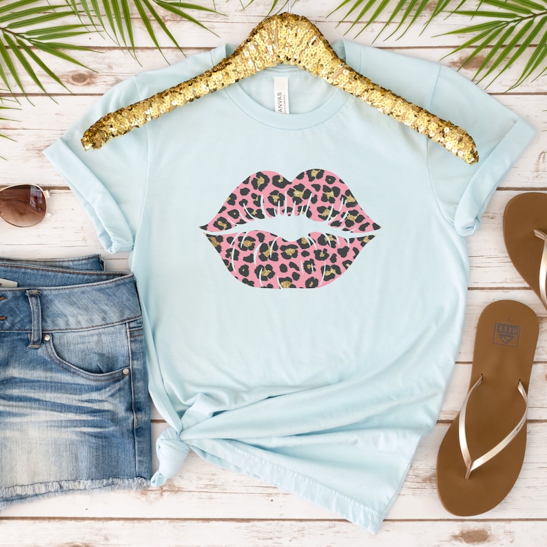 Leopard Print Lips Shirt Leopard Lips Tee Leopard Print Lip T-shirt Leopard Shirt Lips T Shirt ...