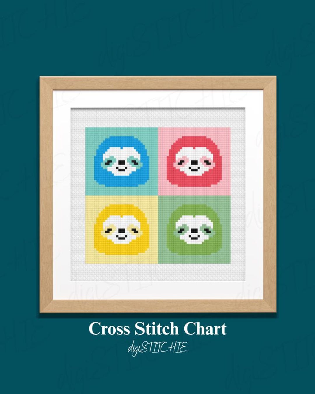 Sloth Cross Stitch Pattern, Funny Modern, Instant PDF Pattern, Digital ...