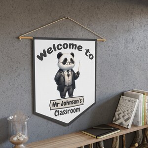 Teacher Name Sign, Panda Teacher Door Sign, Custom Classroom Banner ...