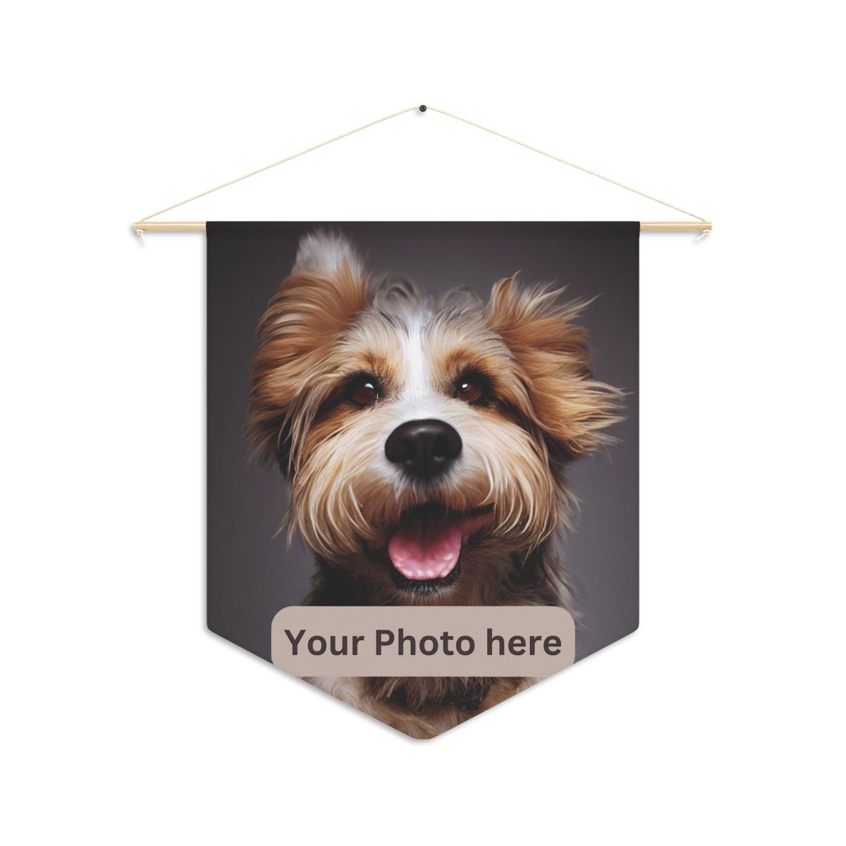 YOUR PHOTO HERE Custom Pennant, Pet Photo Canvas Banner, Family Wall ...