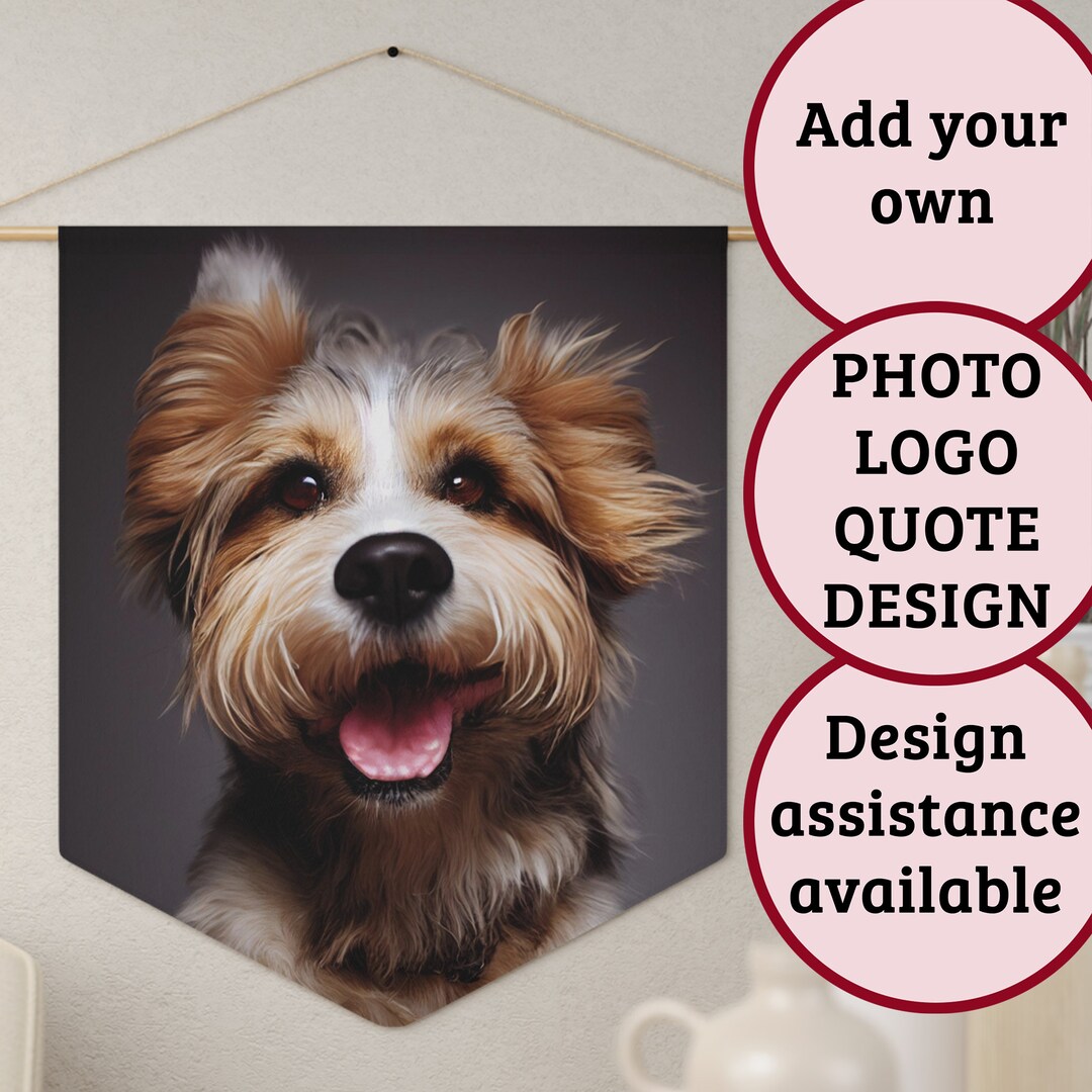 YOUR PHOTO HERE Custom Pennant, Pet Photo Canvas Banner, Family Wall ...