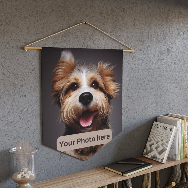 YOUR PHOTO HERE Custom Pennant, Pet Photo Canvas Banner, Family Wall ...