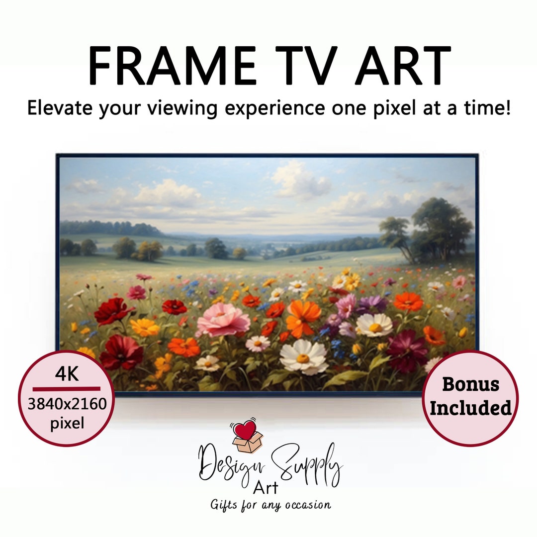 Vintage Wildflowers Frame Tv Art Colorful, Digital Download, Vibrant ...