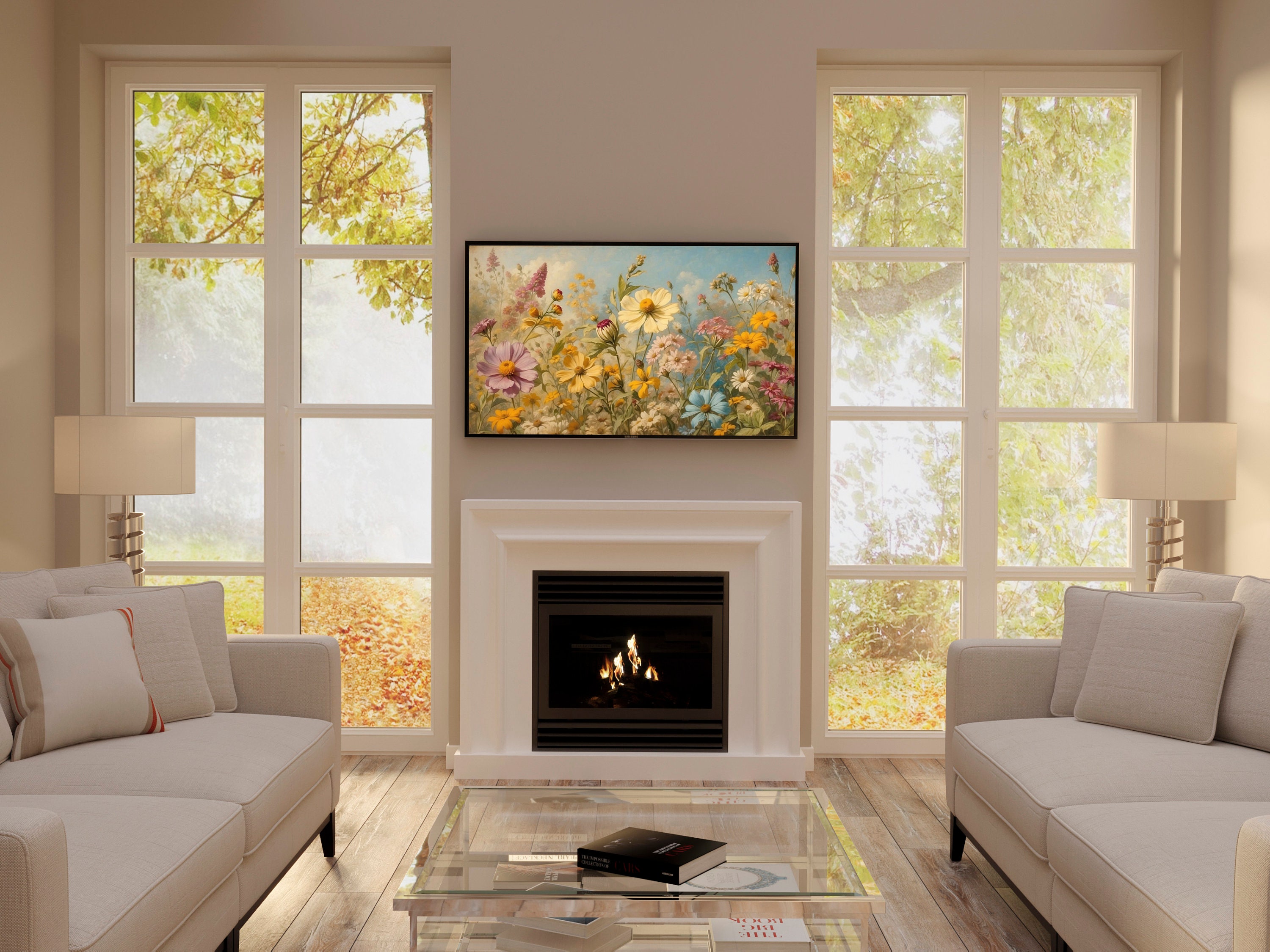 Frame Tv Art 4k, Vintage Wildflower Meadow Digital Smart Tv Art, Frame ...