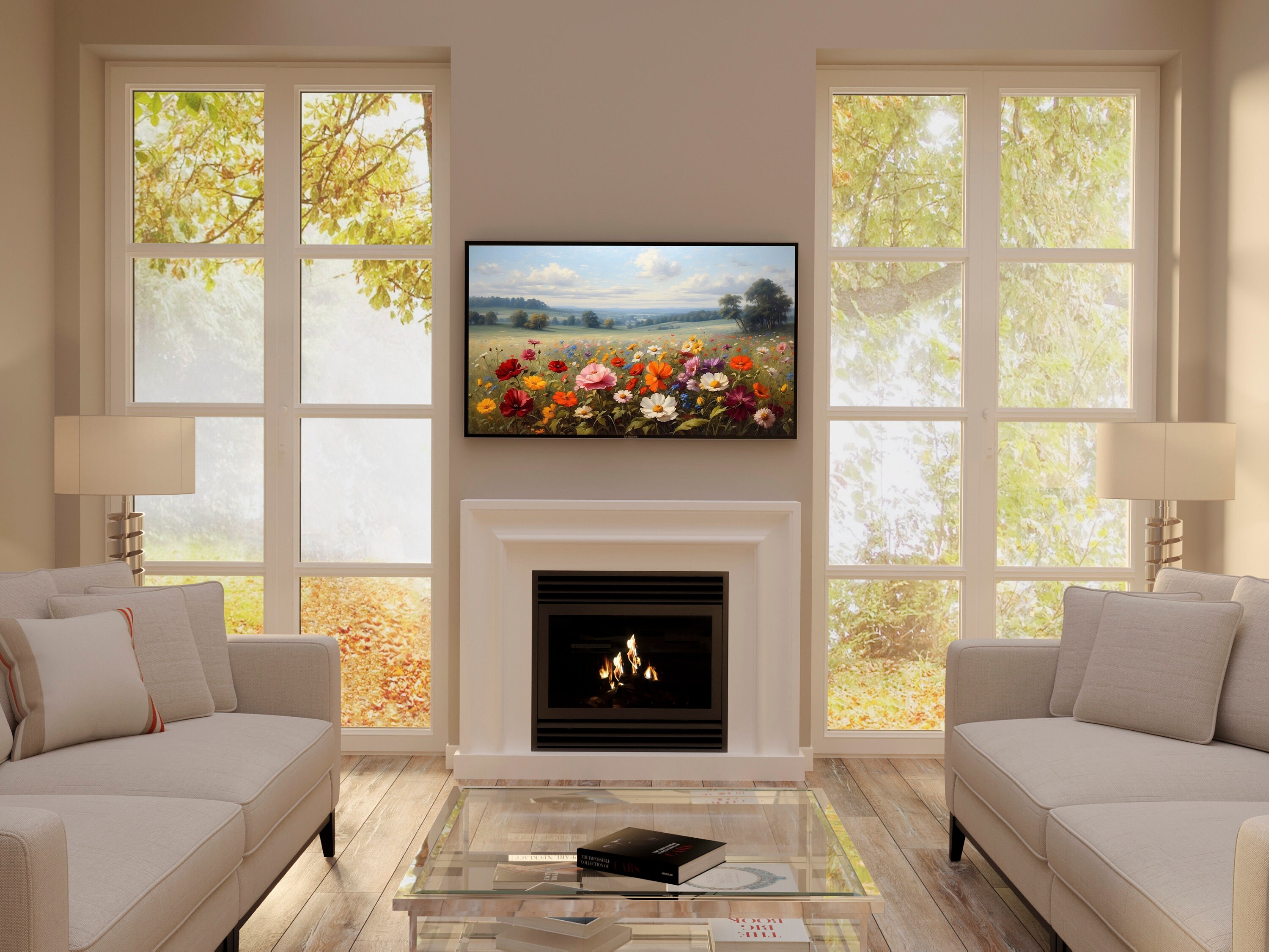 Vintage Wildflowers Frame Tv Art Colorful, Digital Download, Vibrant ...