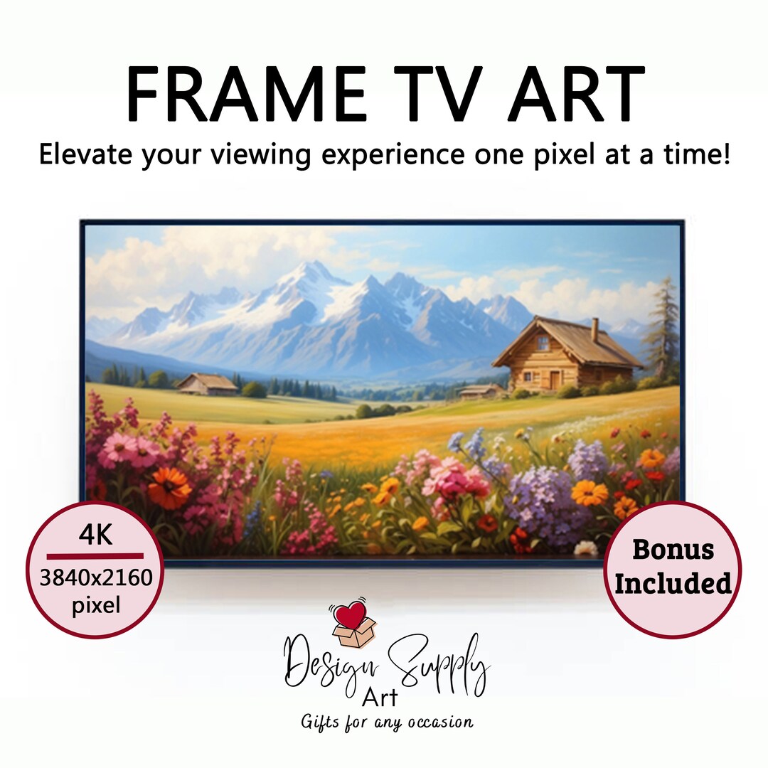 Vintage Wildflowers Frame Tv Art Colorful, Floral Mountain Cabin Frame ...