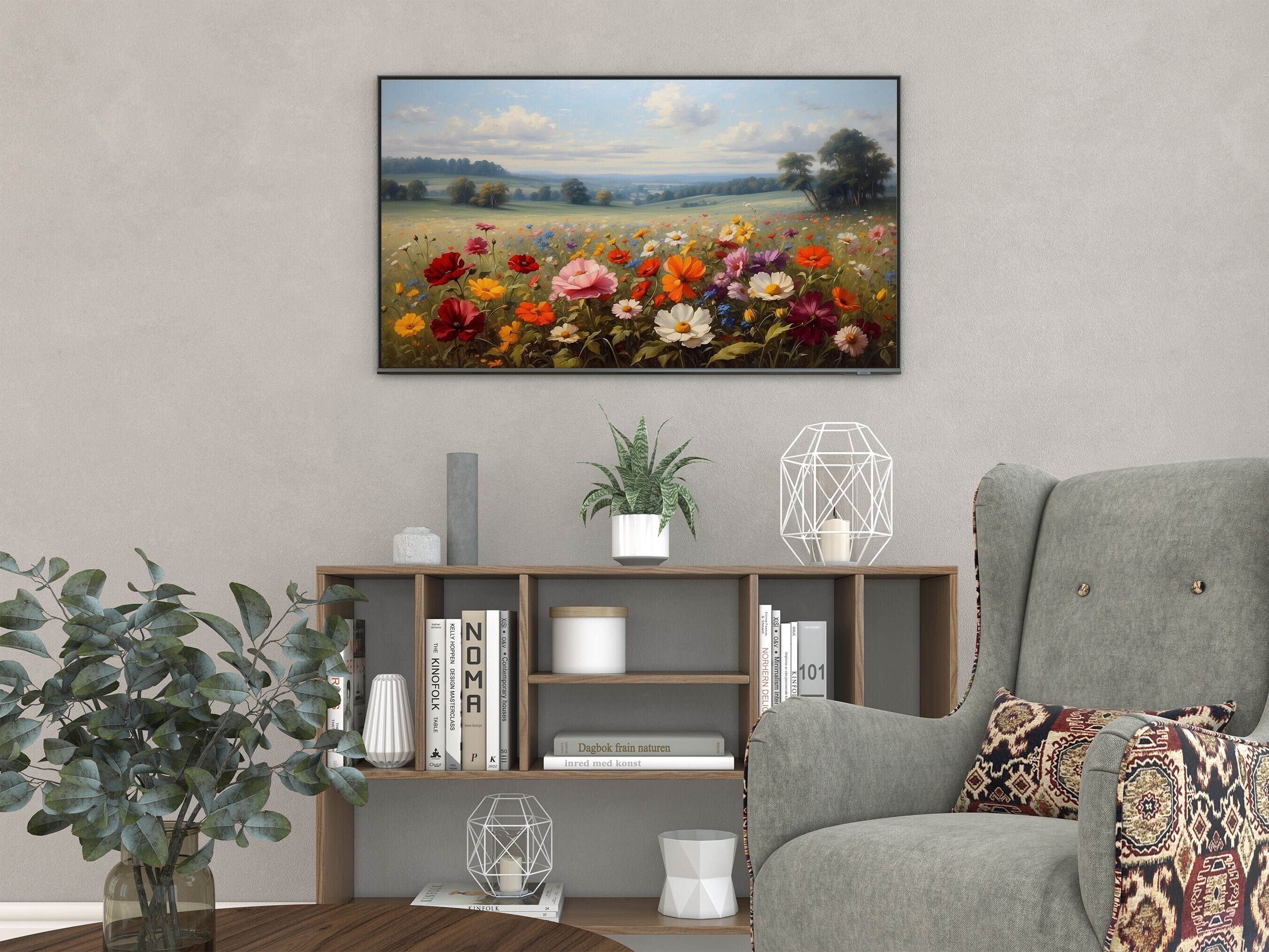 Vintage Wildflowers Frame Tv Art Colorful, Digital Download, Vibrant ...