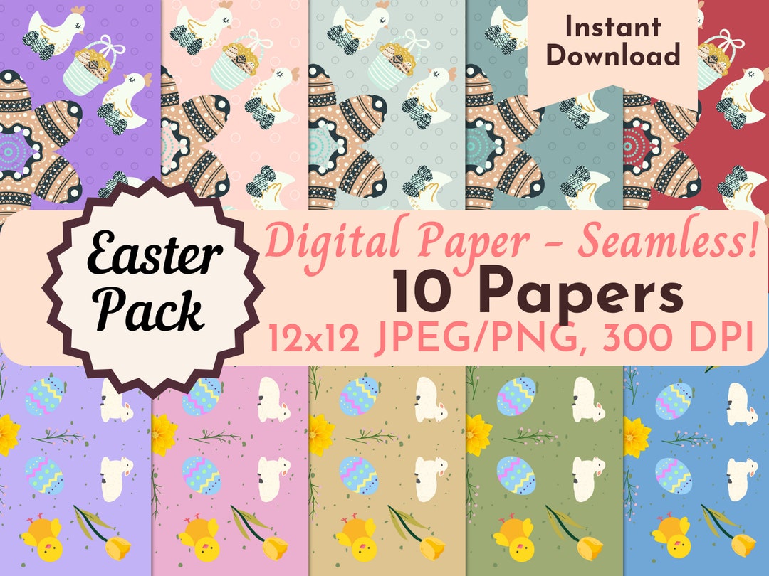 Seamless Chicks Pattern PNG / JPEG Files, Easter Scrapbook Paper Pack ...