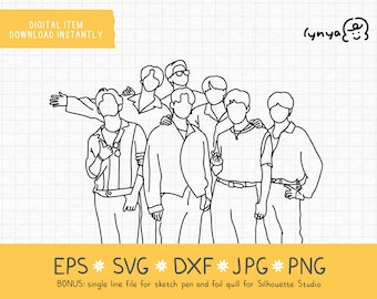 Bts Line Art Svg - Etsy
